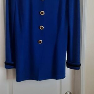 St. John | Jackets & Coats | St John Royal Blue Knit Jacket With Black ...